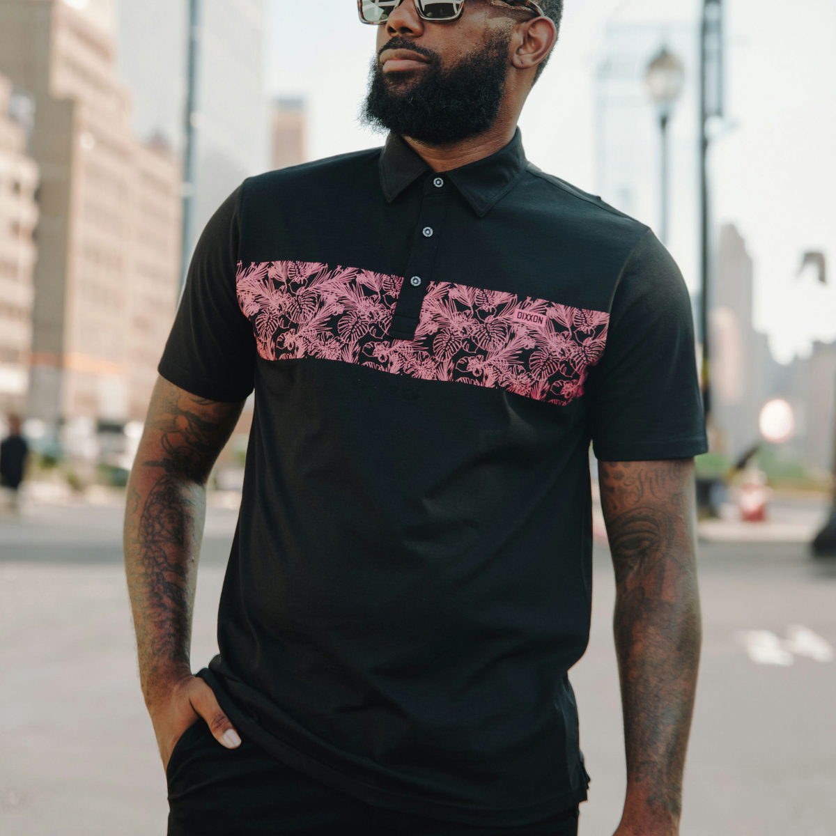 Premium Polo - Pink Floral/Black – Dixxon Flannel Australia